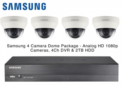 Samsung 4x AHD Analog HD 1080P Dome CCTV Cameras & 4 Channel DVR 2TB ...