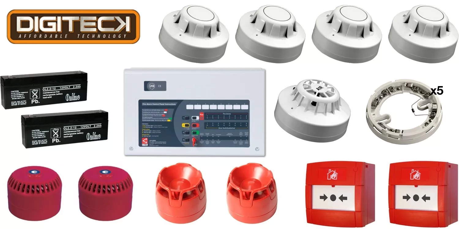 All-In-One 2 Zone Fire Alarm Conventional Kit - C-TEC Panel & Apollo ...